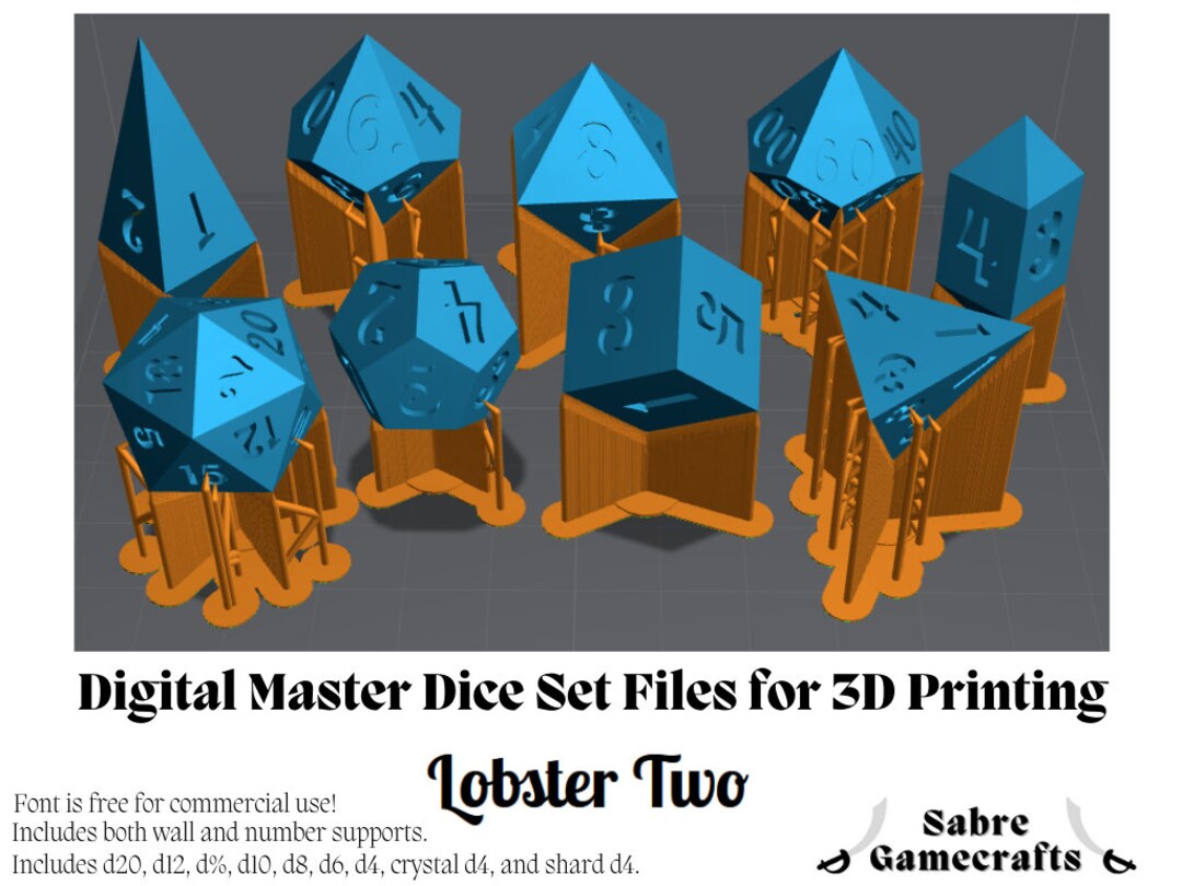 Digital Ready to Print Master Dice STL Files: Lobster Two - Etsy