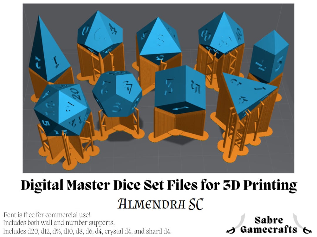 Digital Ready to Print Master Dice STL Files: Almendra SC - Etsy
