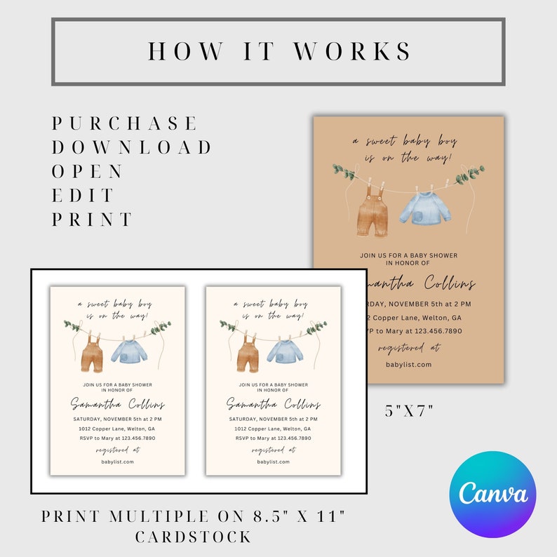 Boy Baby Shower Welcome Sign Template, Boho Boy Baby Shower, Neutral ...