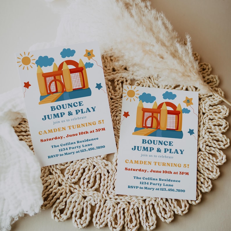 Editable Bounce House Invitation Template, Jump Run Play Birthday ...