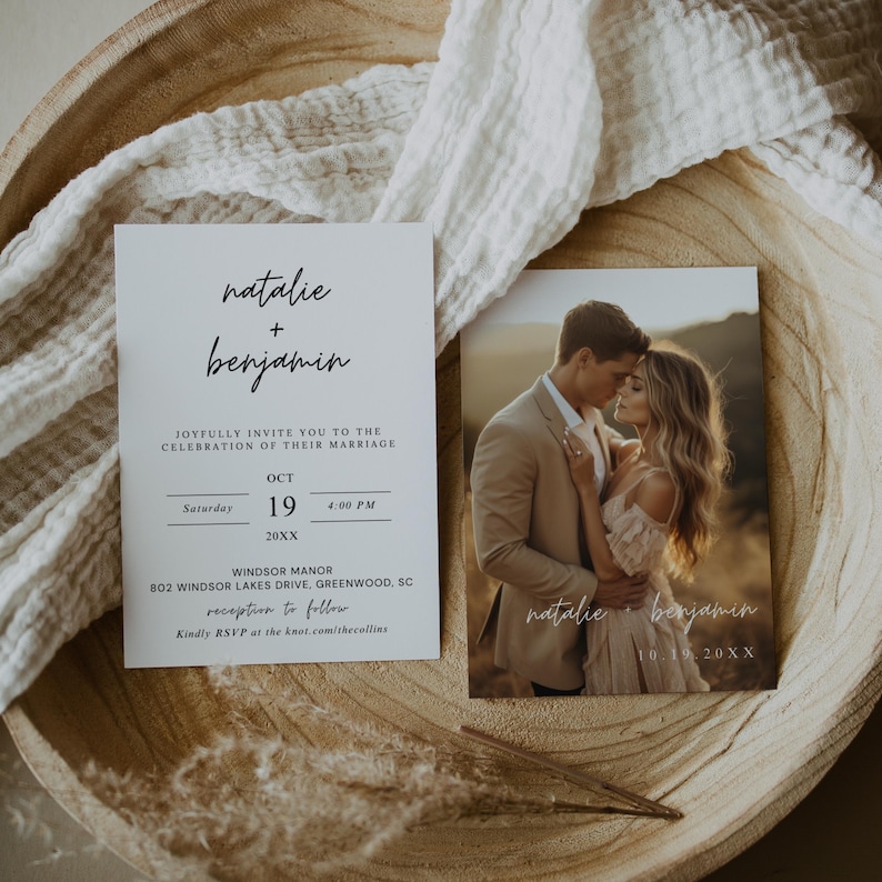 Modern Wedding Invitation, Photo Wedding Invitation Template ...