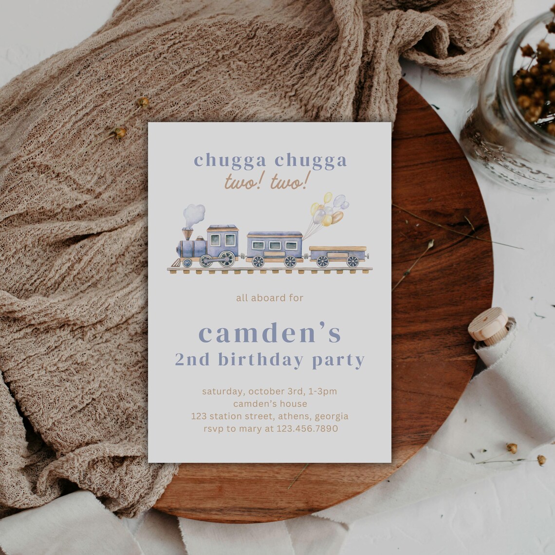 Boy Second Train Birthday Invitation, Chugga Chugga Two Two Invitation ...