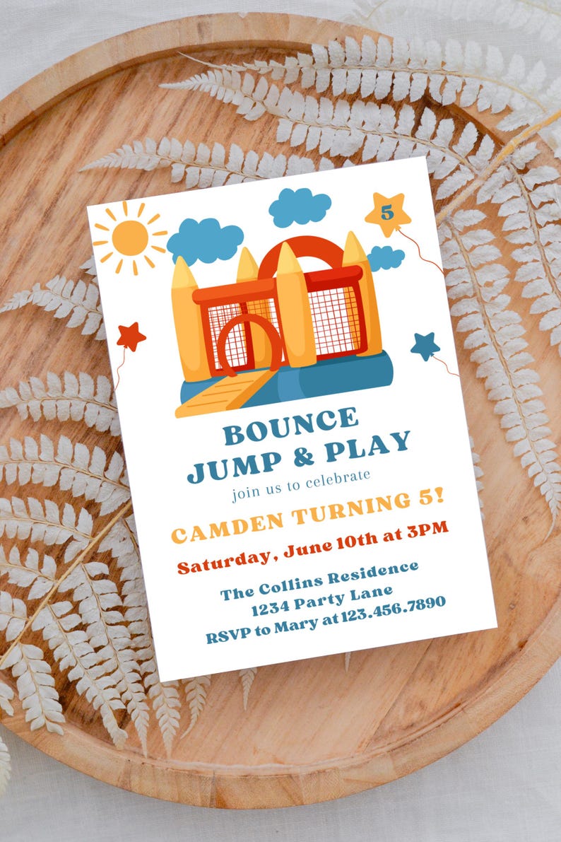 Editable Bounce House Invitation Template, Jump Run Play Birthday ...