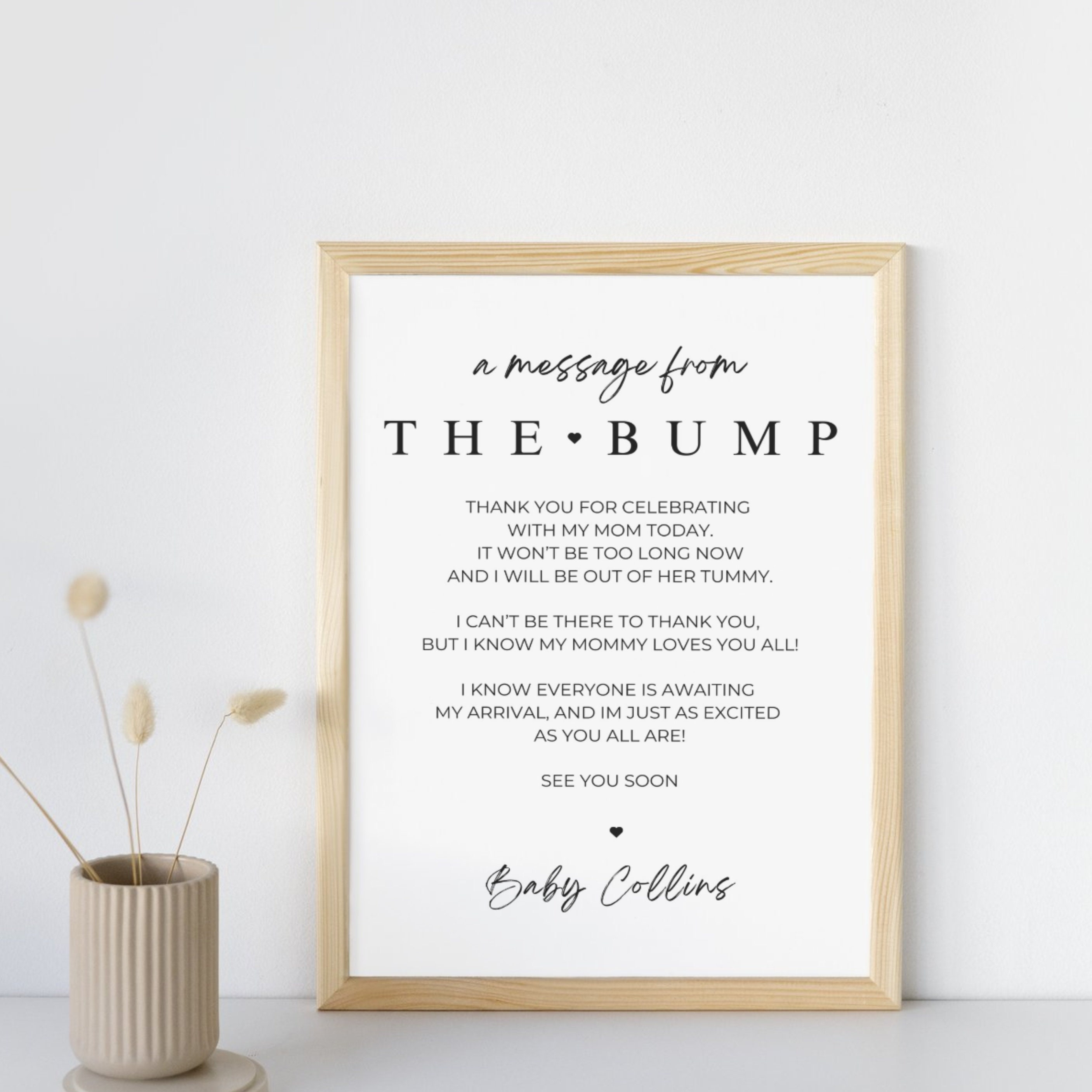 Editable Baby Bump Sign, A Message From the Bump Sign, Baby Shower ...