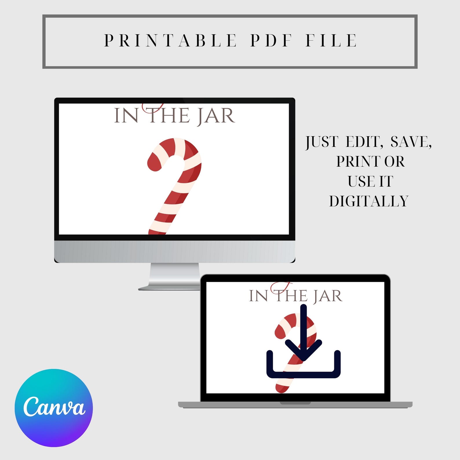 Editable Candy Cane Guessing Game Template, Printable Candy Cane Sign ...