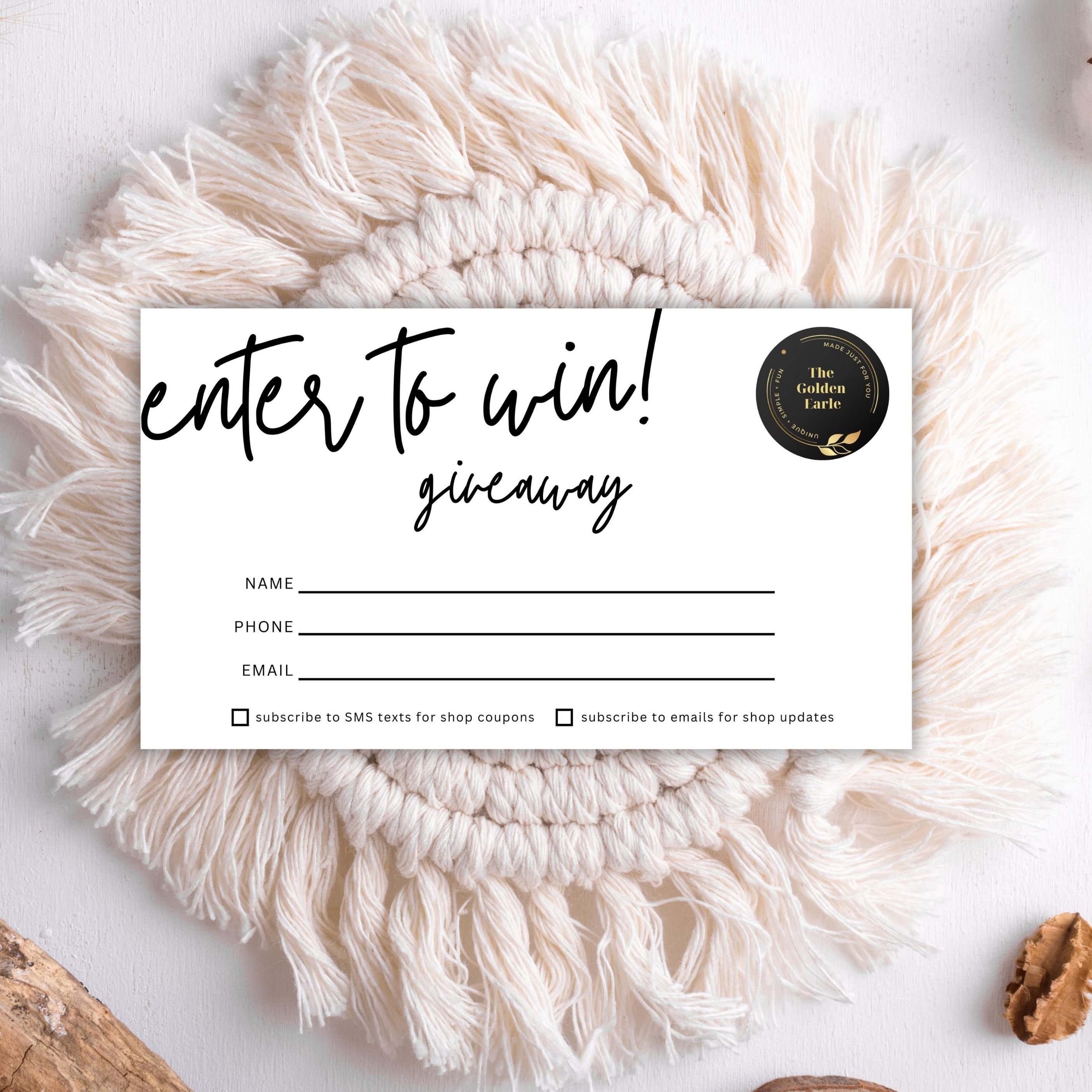 Printable Raffle Ticket Template, Giveaway Enter to Win Raffle Form ...