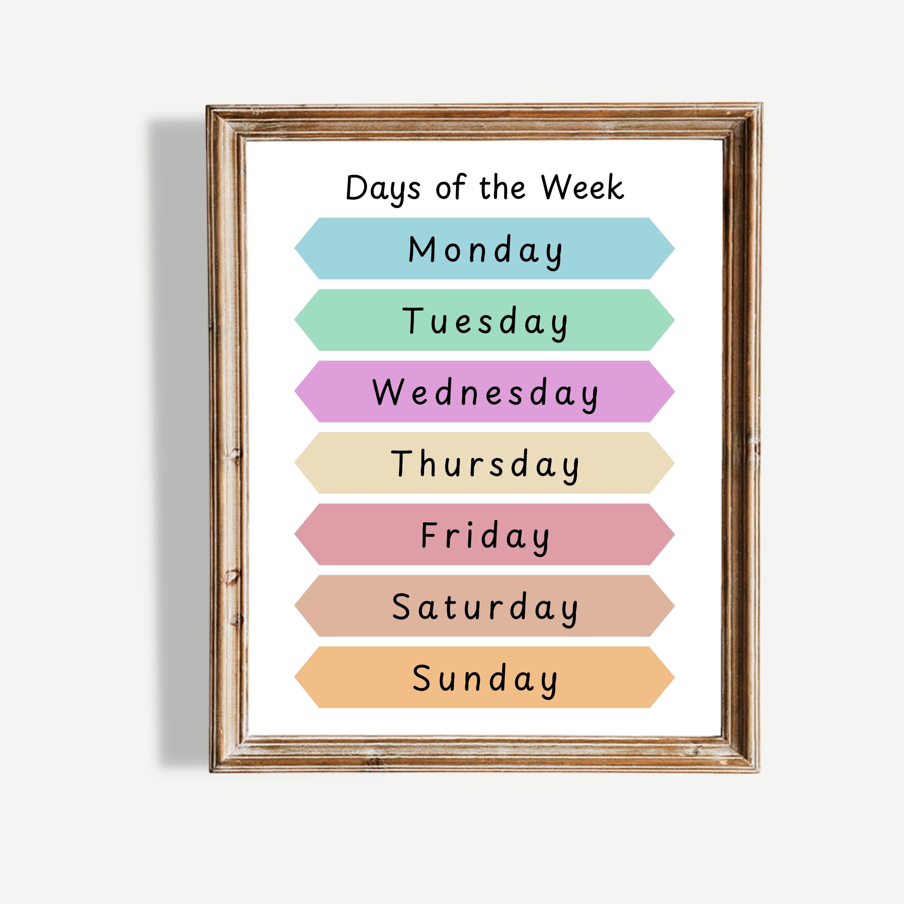 Days of the Week Educational Poster Template in English and Spanish ...