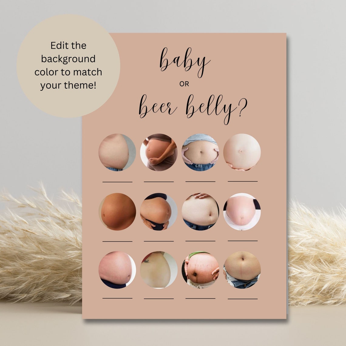 Baby Shower Bump Game, Baby Bump or Beer Belly Game, Pregnant or Beer ...