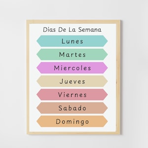 Days of the Week Educational Poster Template in English and Spanish ...