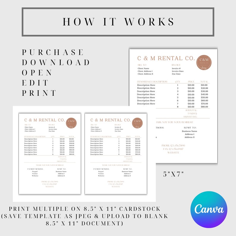 Boho Chic Business Invoice Template, Modern Minimalist Client Invoice ...