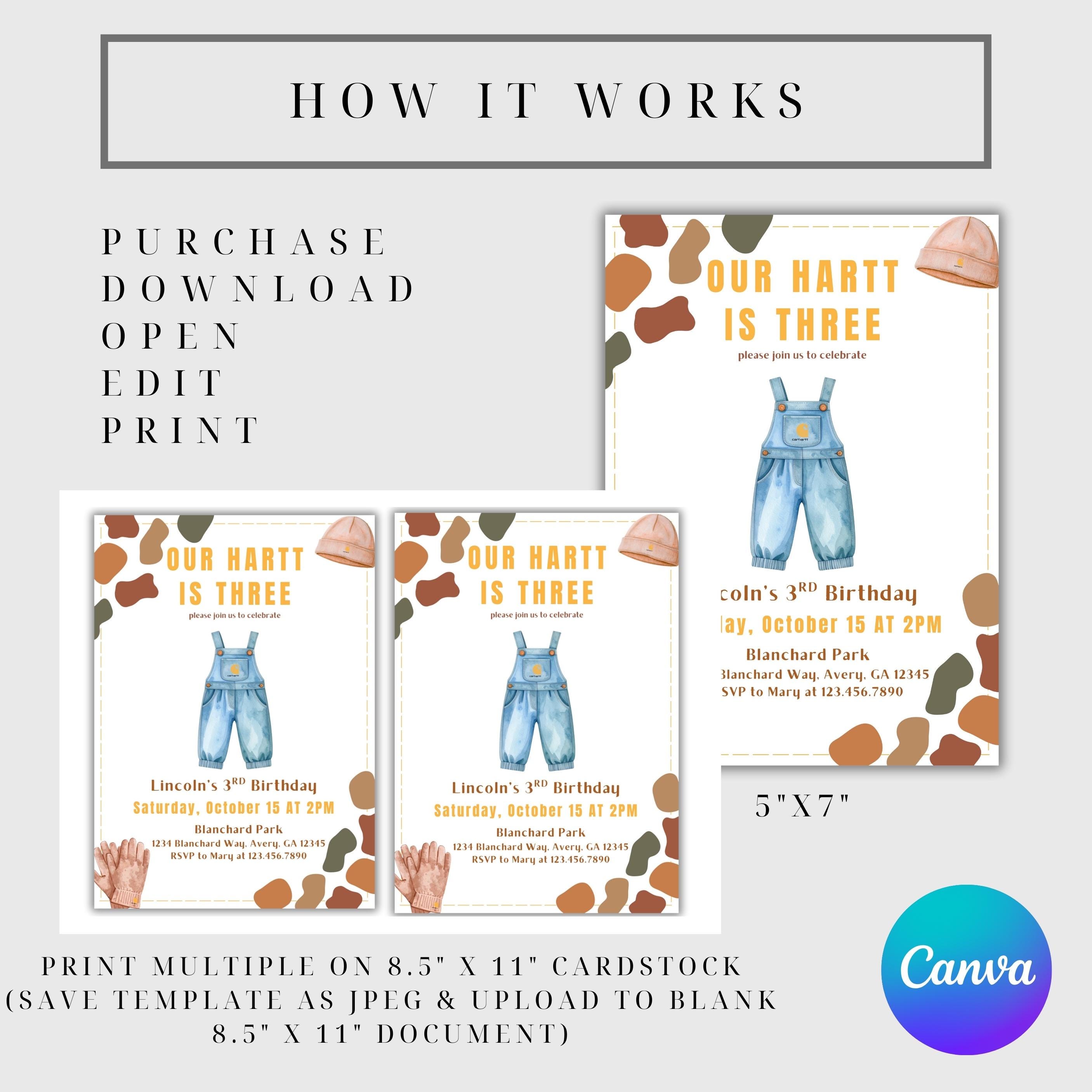 Our Hartt Birthday Invitation, Carhartt Birthday Invitation, Camouflage ...