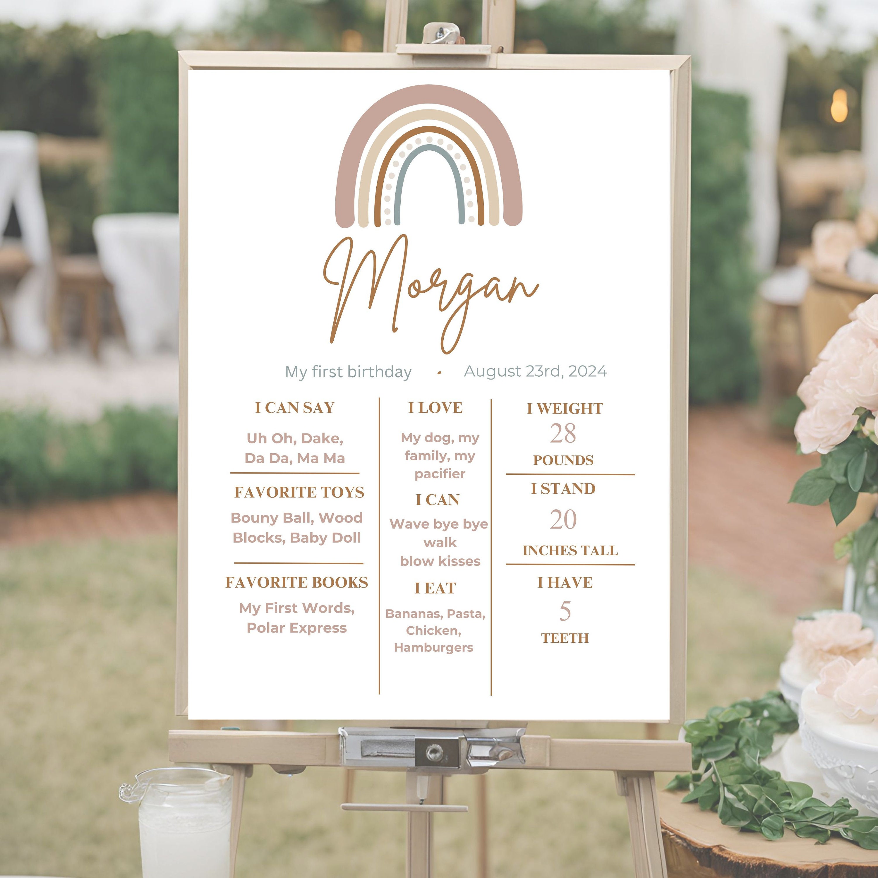 Rainbow Milestone Birthday Sign, Boho Rainbow Theme Birthday Party ...