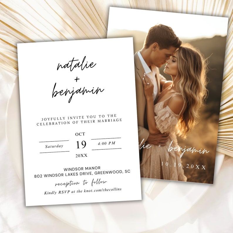 Modern Wedding Invitation, Photo Wedding Invitation Template ...