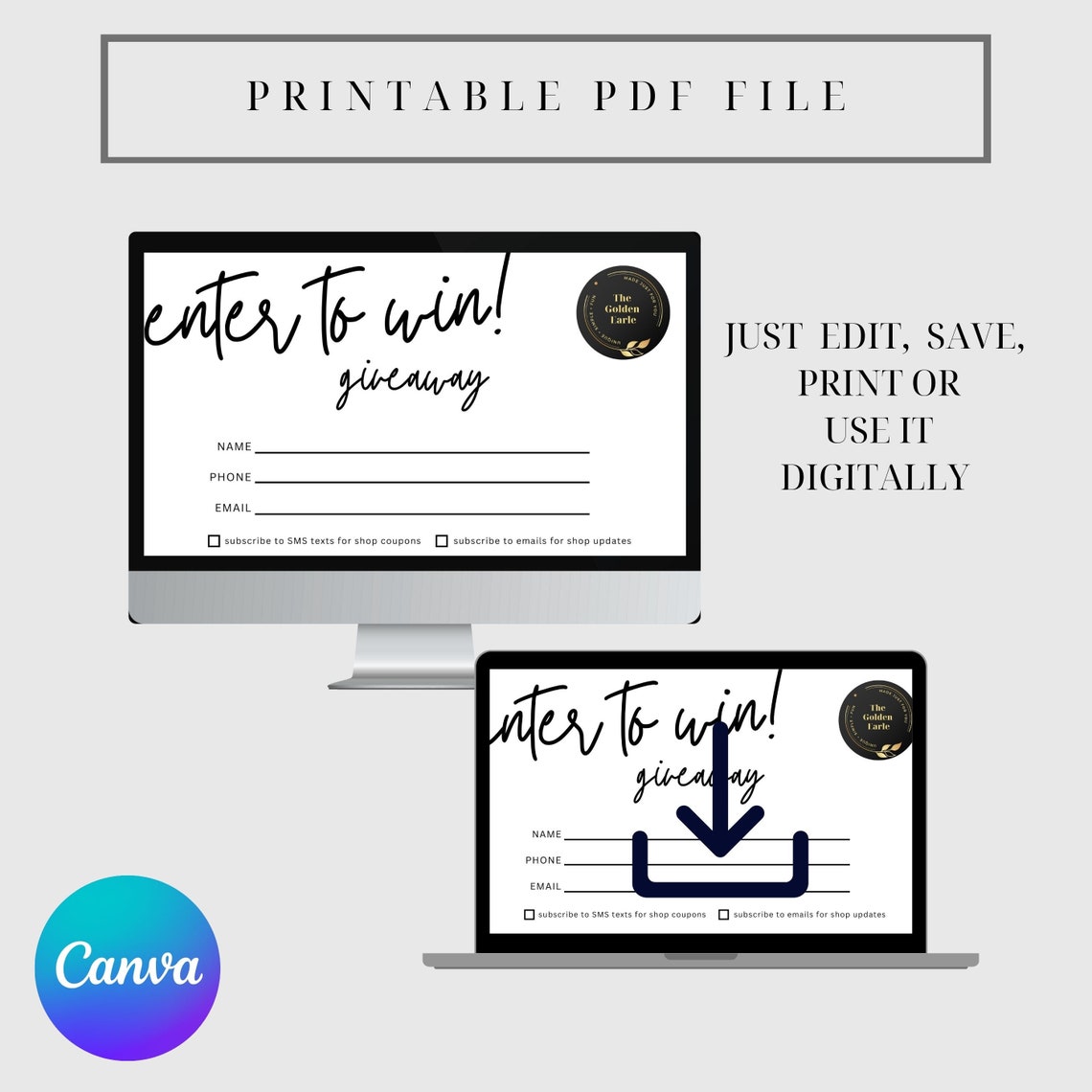 Printable Raffle Ticket Template, Giveaway Enter to Win Raffle Form ...