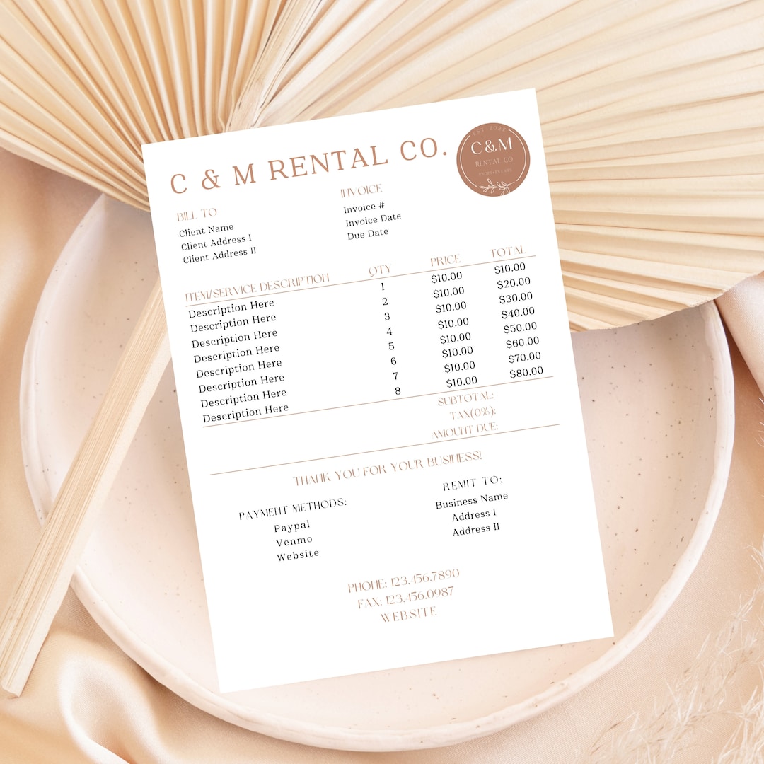 Boho Chic Business Invoice Template, Modern Minimalist Client Invoice ...