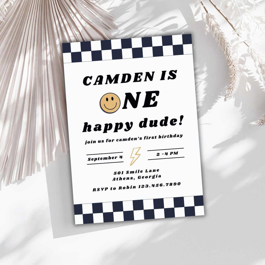 One Happy Dude Birthday Invitation Template, Customizable Birthday ...