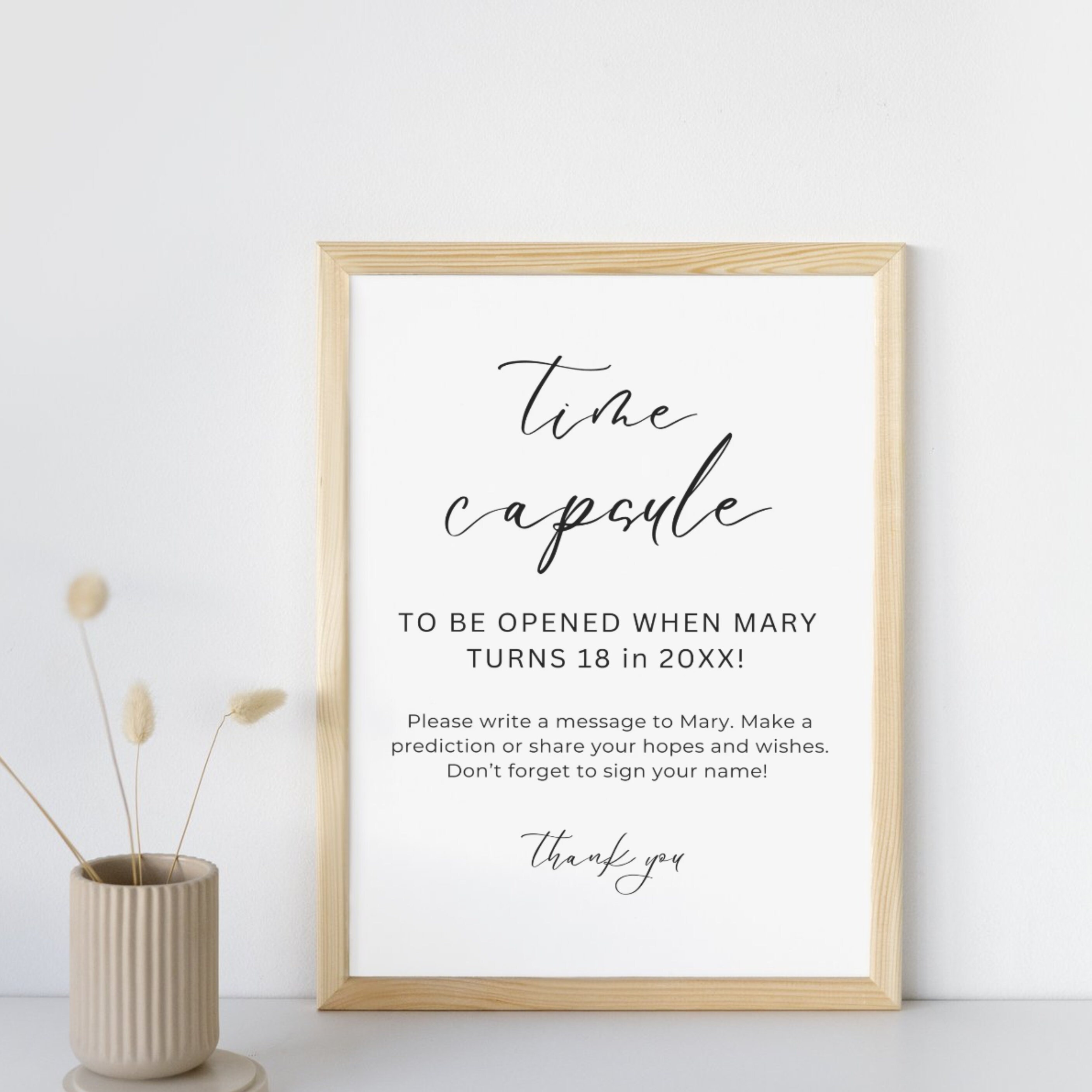 Editable Time Capsule Template, Minimalist Time Capsule First Birthday ...