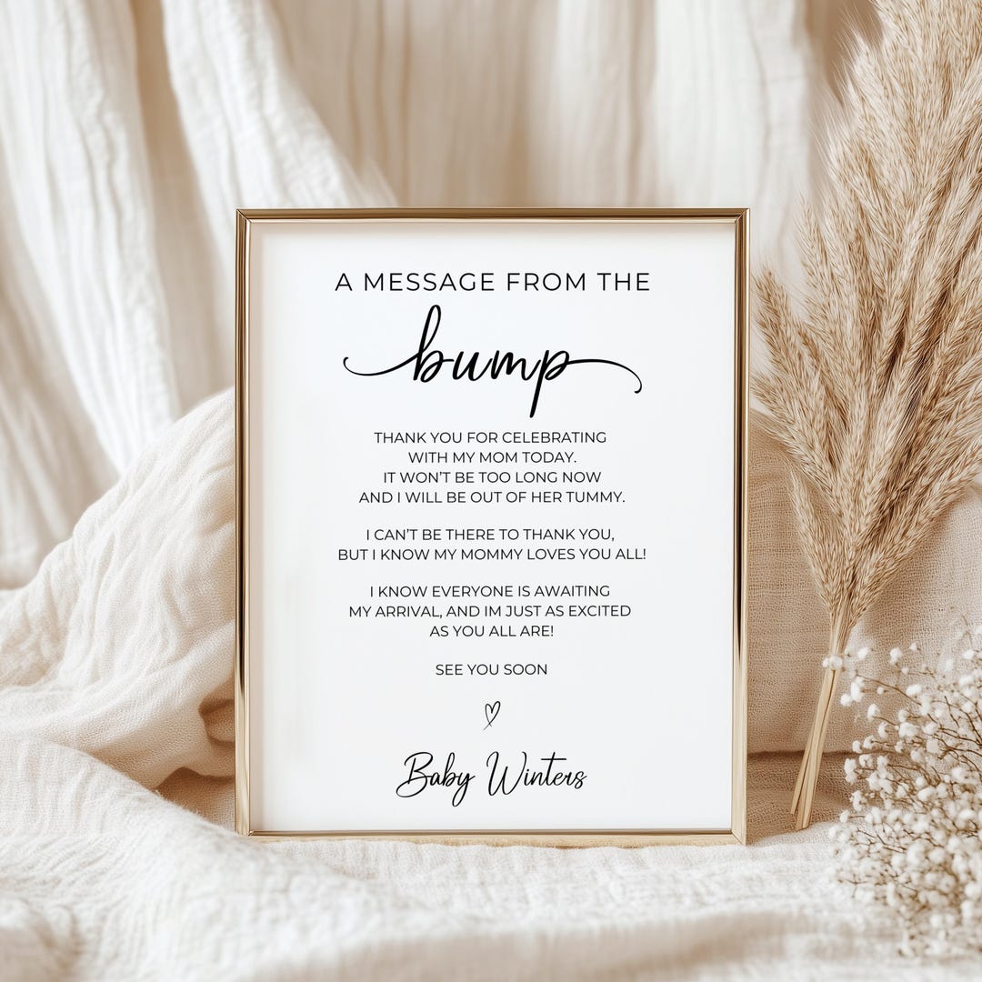 Editable Baby Bump Sign, A Message From the Bump Sign, Baby Shower ...