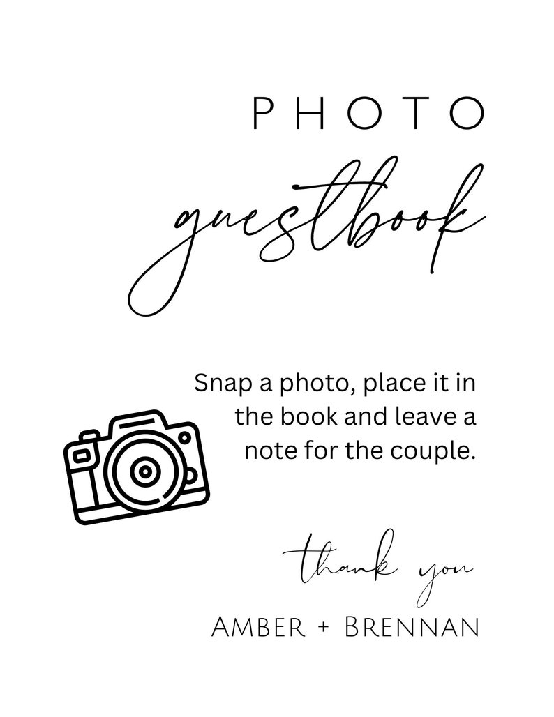 Wedding Guestbook Sign Template, Photo Guestbook Sign Printable, Photo ...