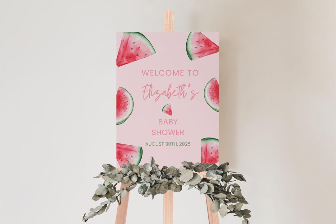 Watermelon Baby Shower Welcome Sign, Pink Fruit Decor (digital Download ...