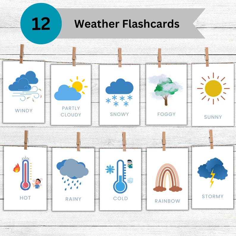 Weather Photo Flashcards, Educational Montessori Flashcards, Homeschool ...
