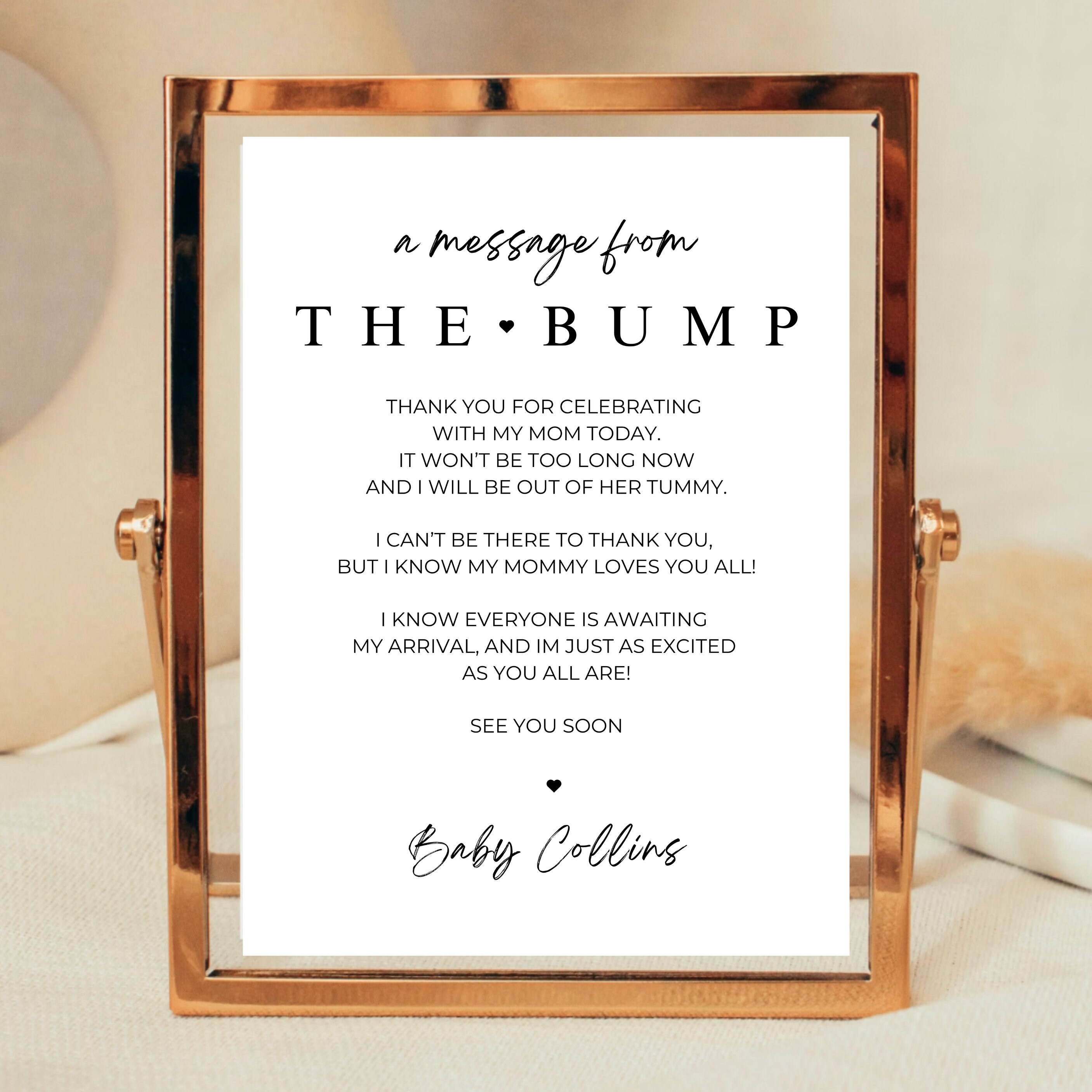 Editable Baby Bump Sign, A Message From the Bump Sign, Baby Shower ...