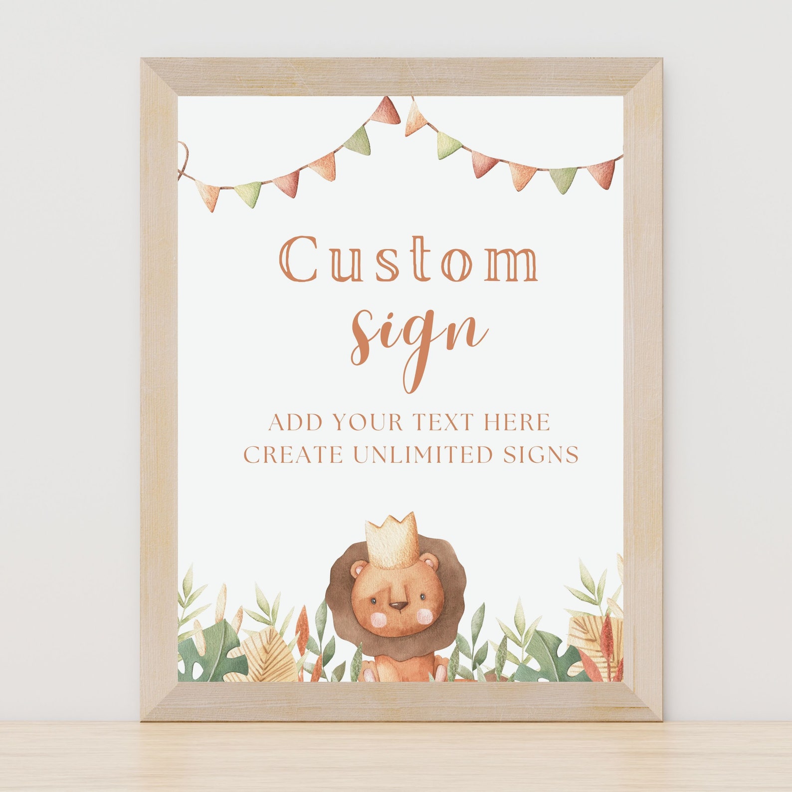Lion Birthday Party Sign Template, Boy Safari Lion Sign, Lion Party ...
