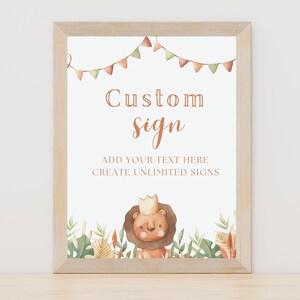 Lion Birthday Party Sign Template, Safari Theme (canva, 8x10 In) - Etsy