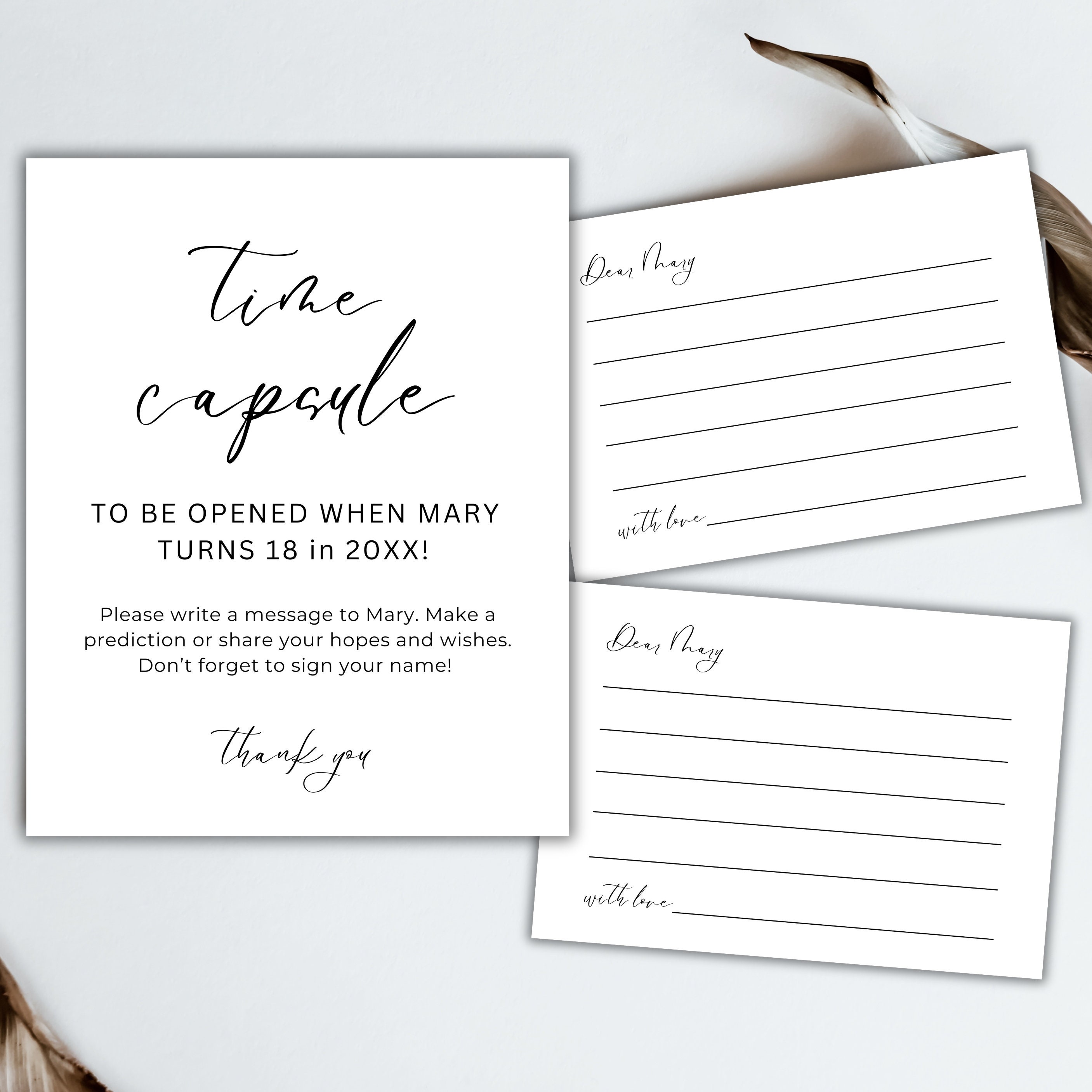 Editable Time Capsule Template, Minimalist Time Capsule First Birthday ...