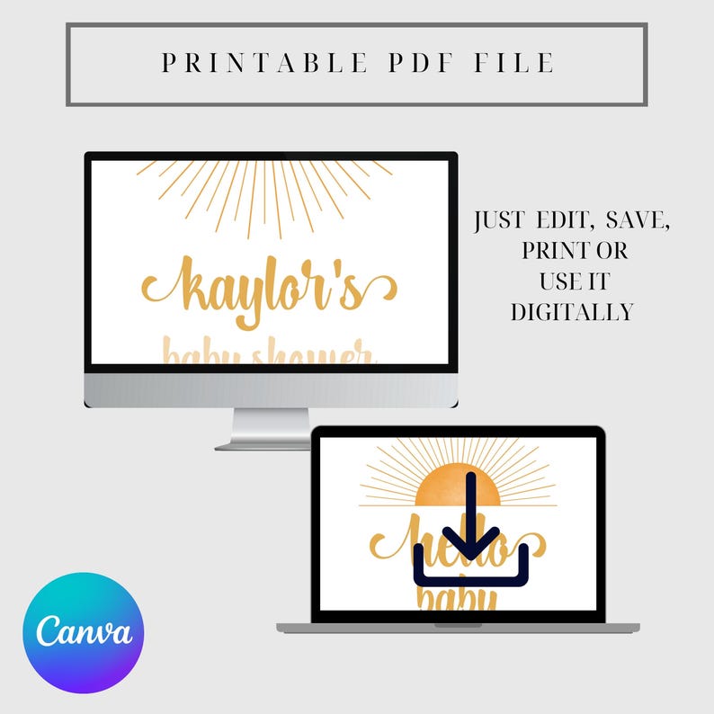 Sunshine Baby Shower Cupcake Toppers: Editable Template (digital ...
