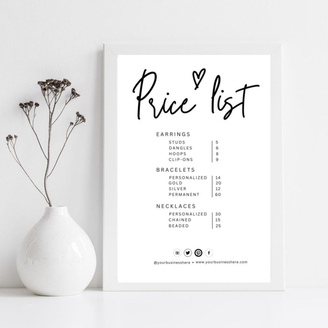 Business Price List Template, Modern Minimalist Price Sheet, Cosmetic ...