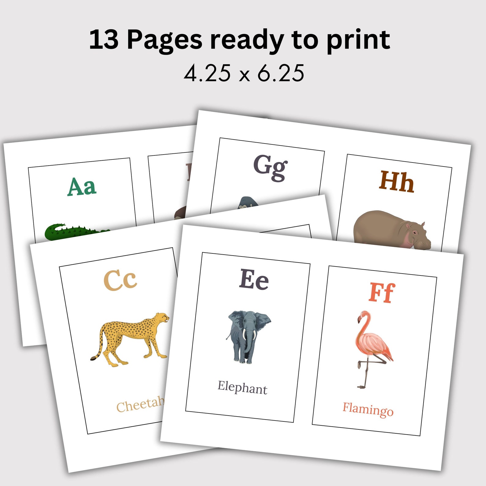 Safari Alphabet Flash Cards Template, Photo Educational Montessori ...
