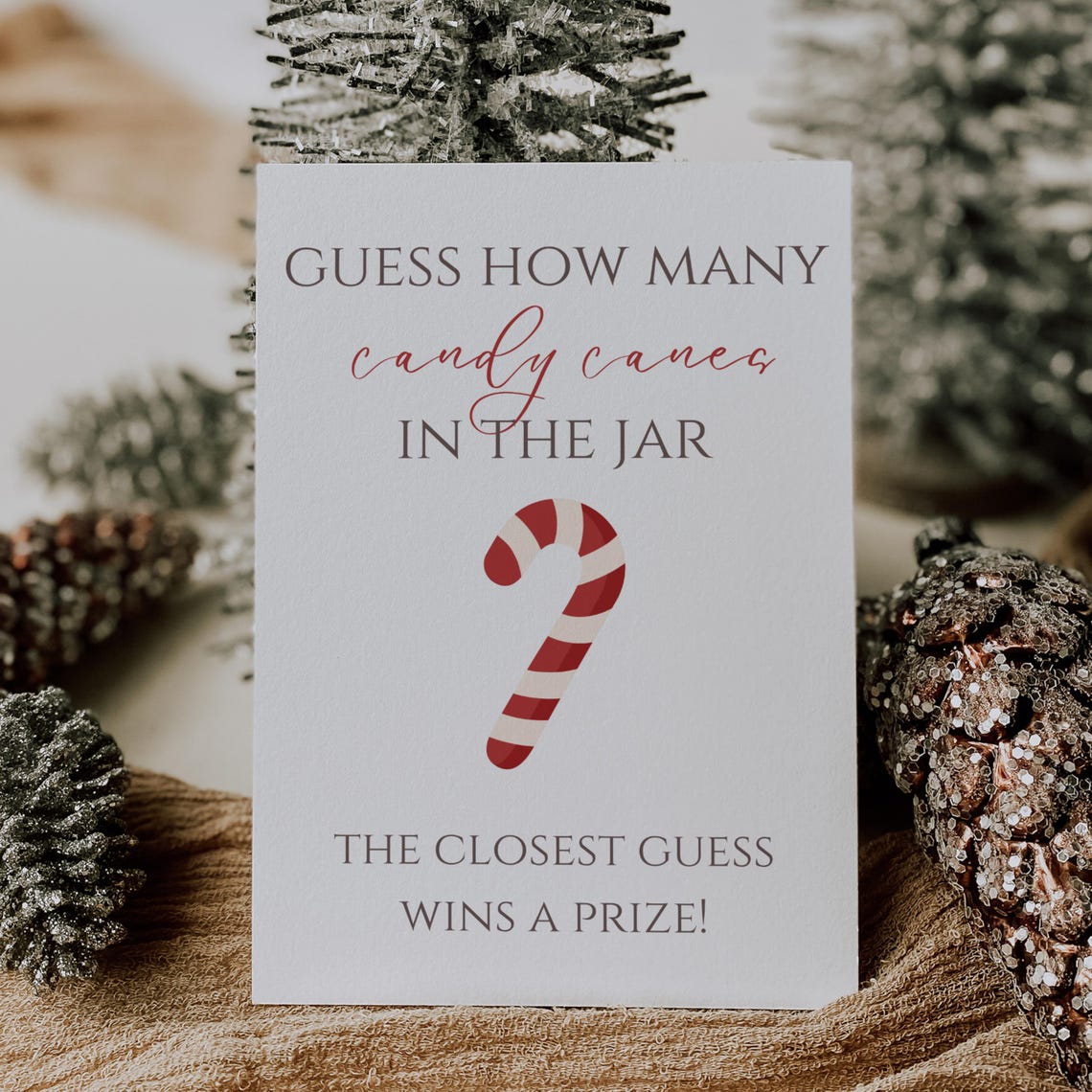 Editable Candy Cane Guessing Game Template, Printable Candy Cane Sign ...