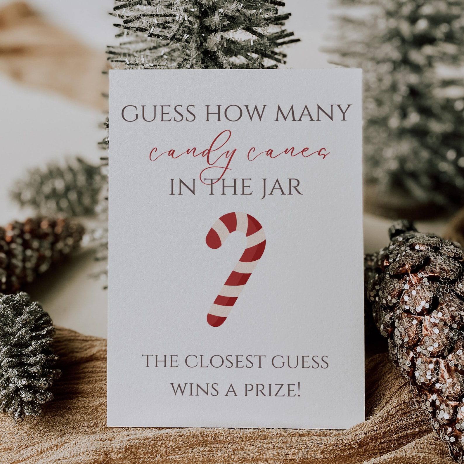 Editable Candy Cane Guessing Game Template, Printable Candy Cane Sign ...