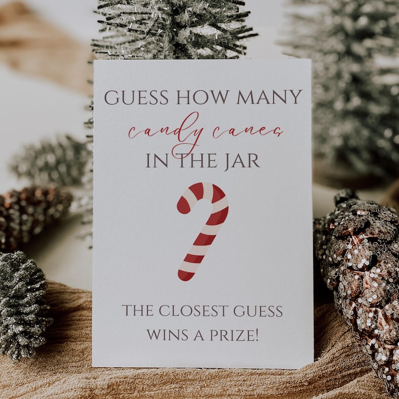 Editable Candy Cane Guessing Game Template, Printable Candy Cane Sign ...