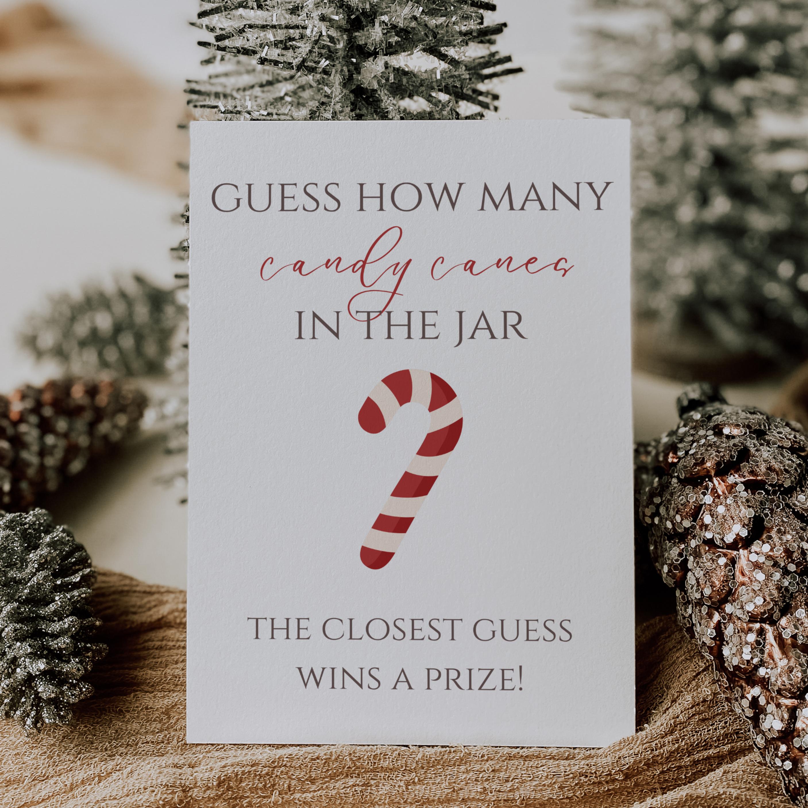 Editable Candy Cane Guessing Game Template, Printable Candy Cane Sign ...