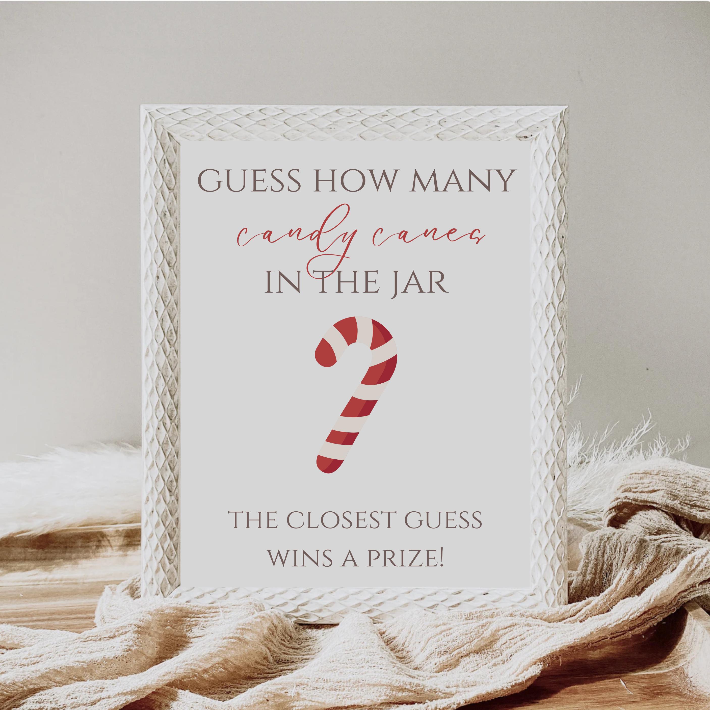 Editable Candy Cane Guessing Game Template, Printable Candy Cane Sign ...