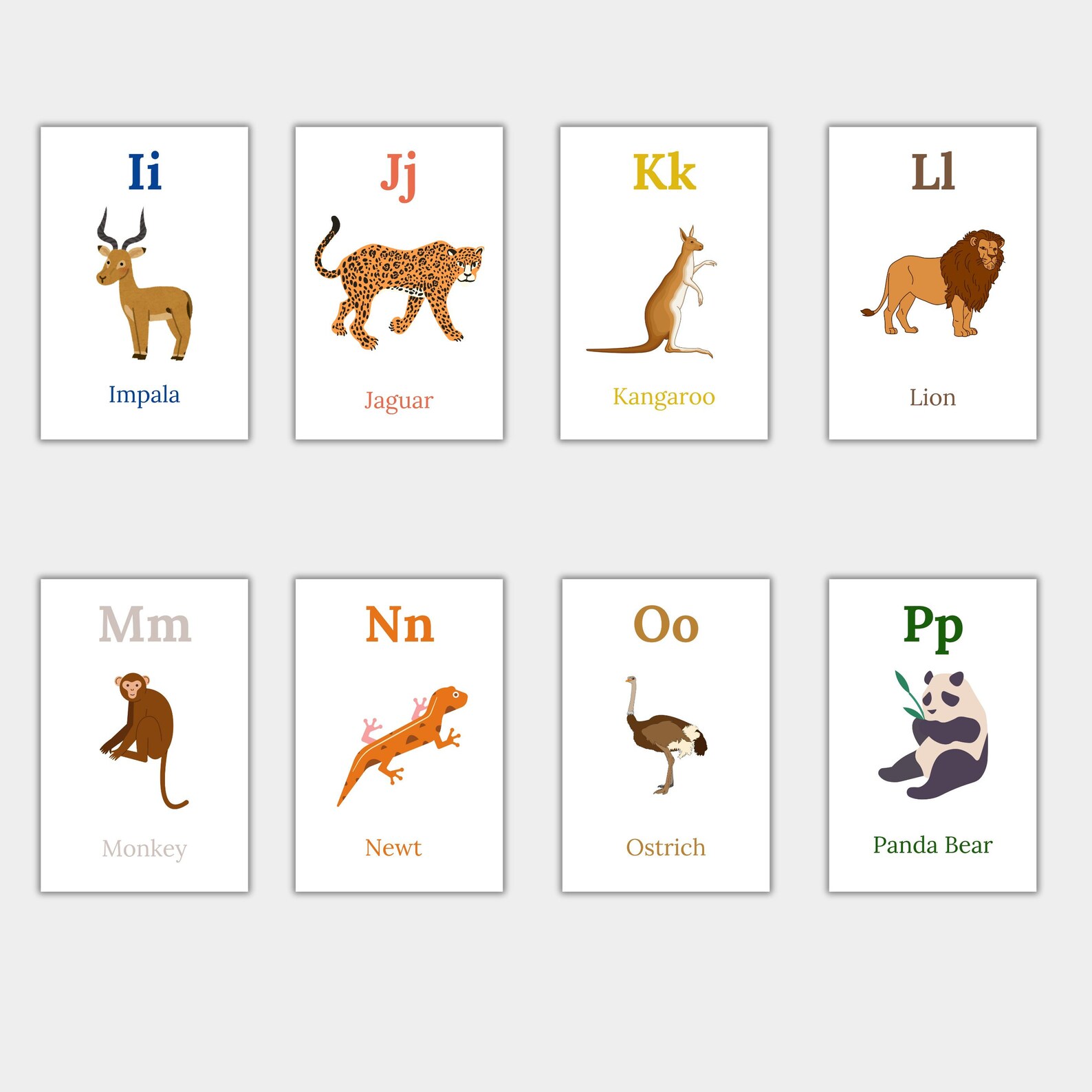 Safari Animals Alphabet Flash Cards, Montessori Printable (instant ...