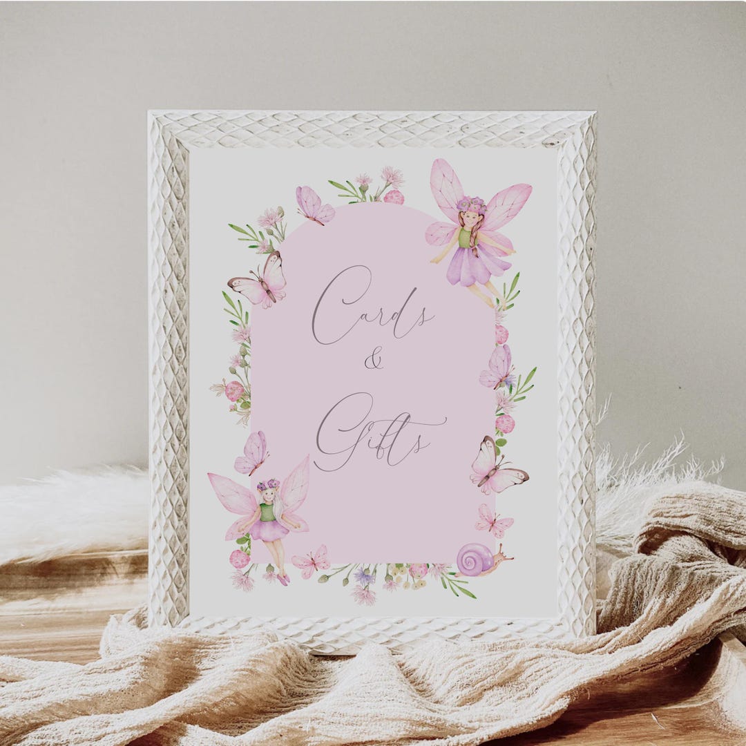 Girl First Birthday Cards & Gifts Sign Template, Fairy First Princess Birthday Party Signage ...