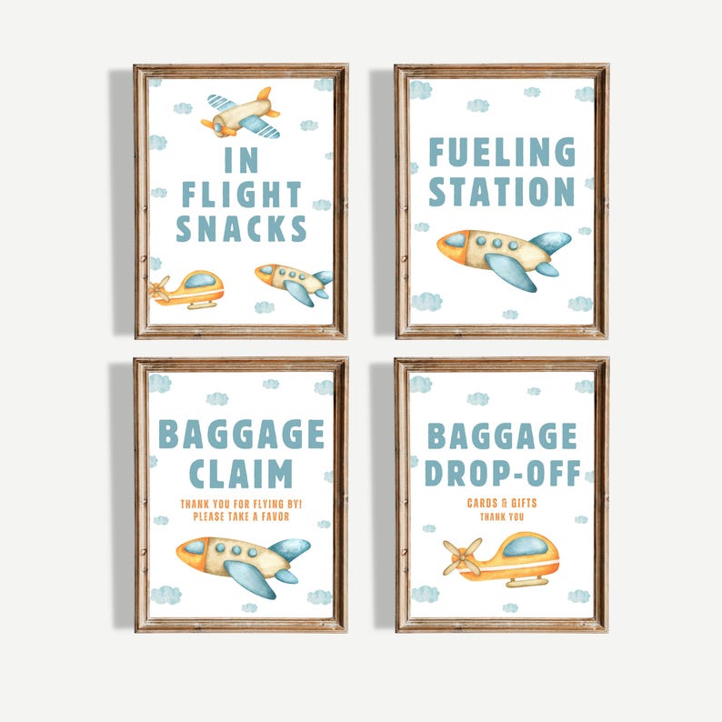 Airplane Birthday Party Signs, Editable Aviation Decor (digital Prints ...