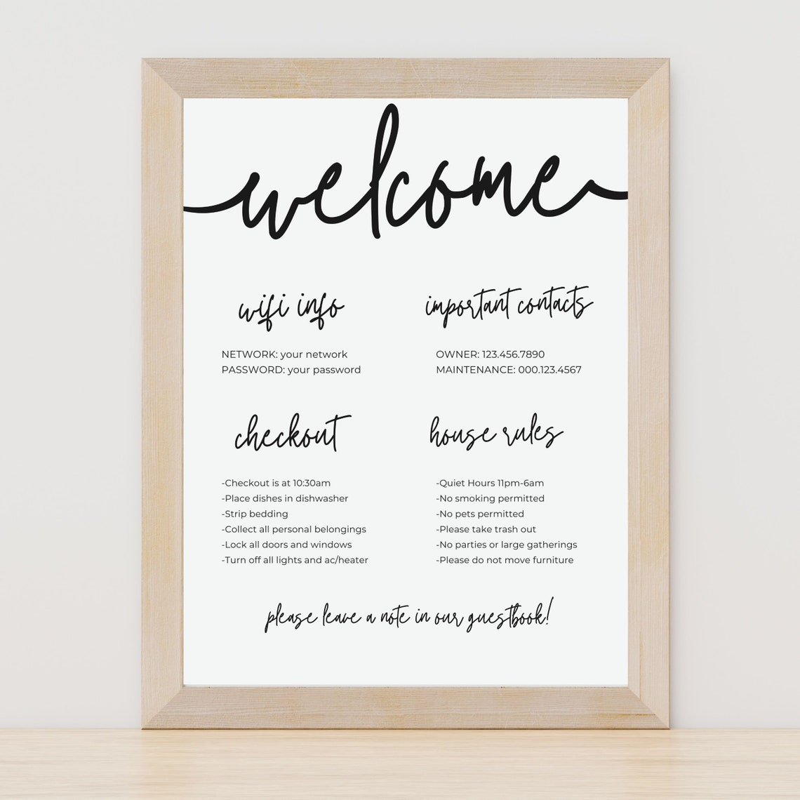 Editable Welcome Sign Template, Welcome Guide VRBO, Rental Home Sign ...