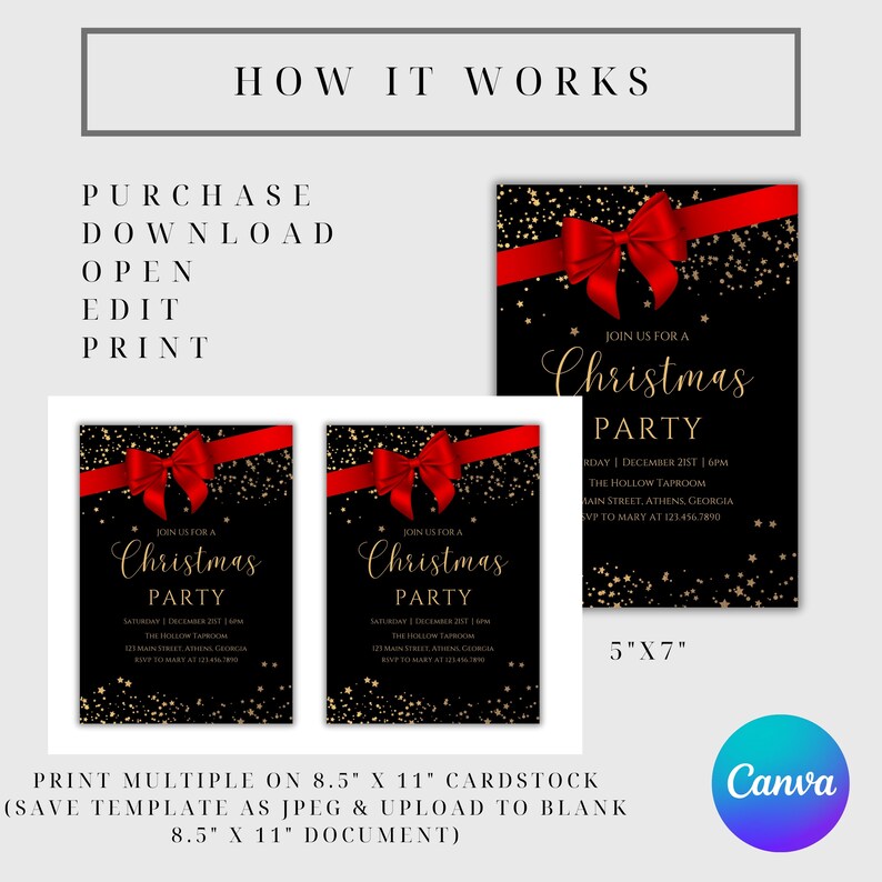 Editable Christmas Party Invitation, Christmas Party Invitation ...