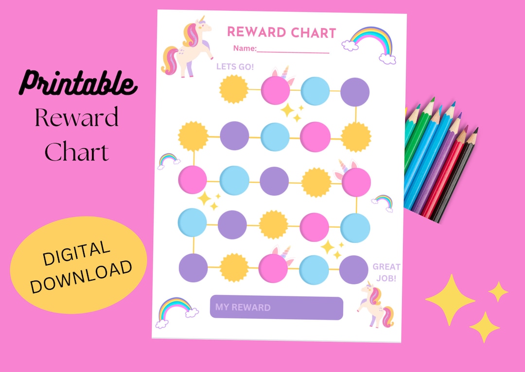 Unicorn Reward Chart for Kids, Printable Chore Chart (digital Download ...