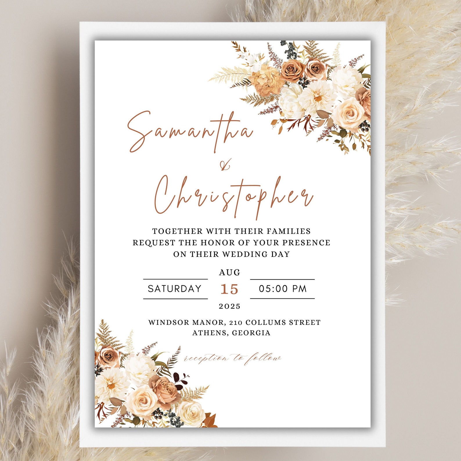 Boho Wedding Invitation Bundle, Printable Wedding Invitation Template ...