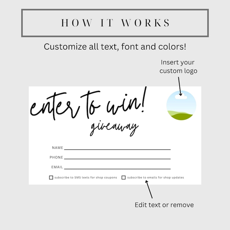 Printable Raffle Ticket Template, Giveaway Enter to Win Raffle Form ...