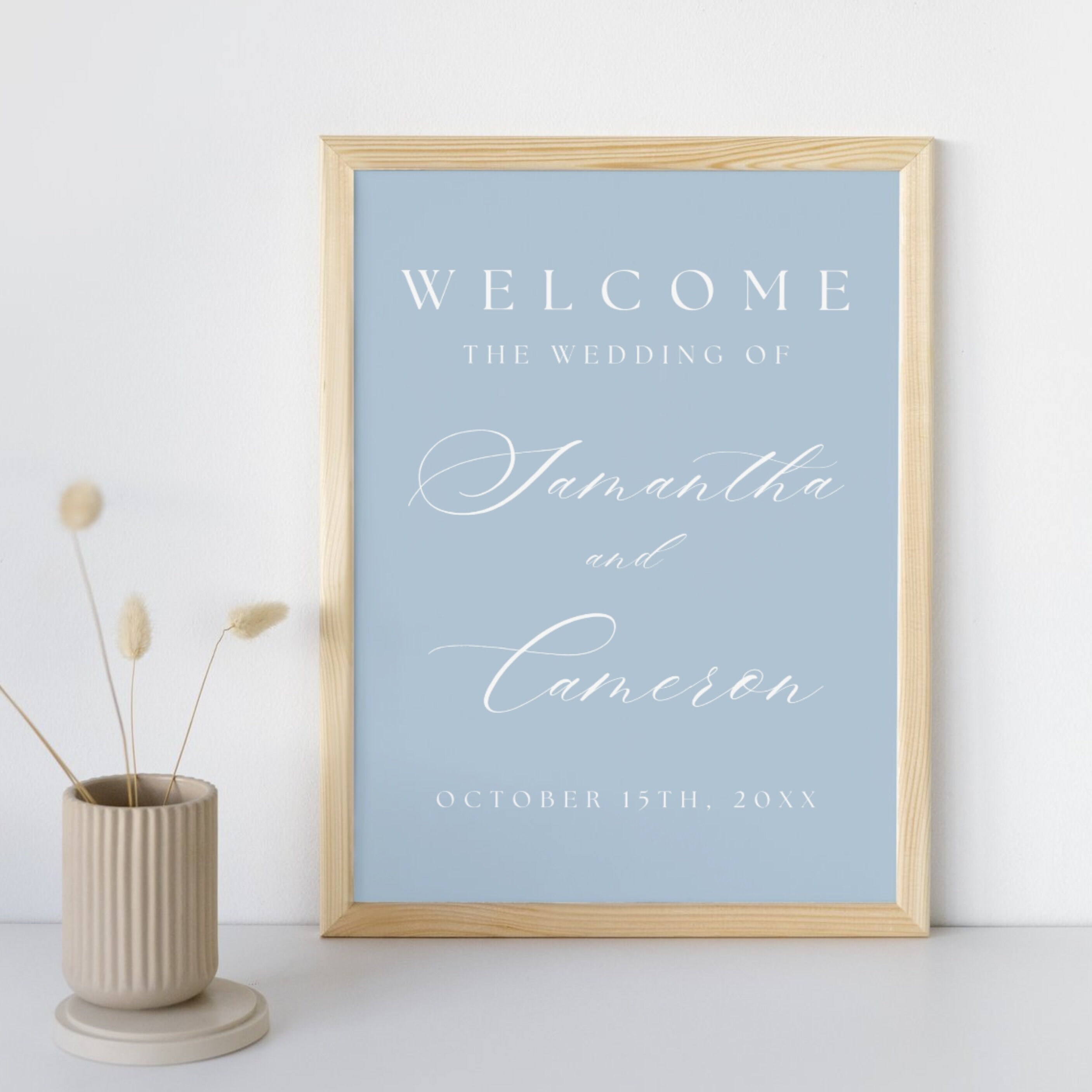 Dusty Blue Calligraphy Wedding Welcome Sign Template (printable) - Etsy