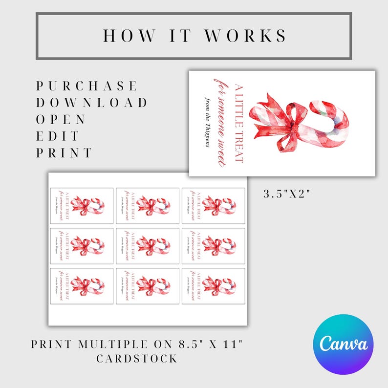 Editable Christmas Gift Tag Template, Printable Candy Cane Gift Tag, A ...