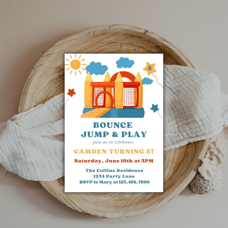 Editable Bounce House Invitation Template, Jump Run Play Birthday ...