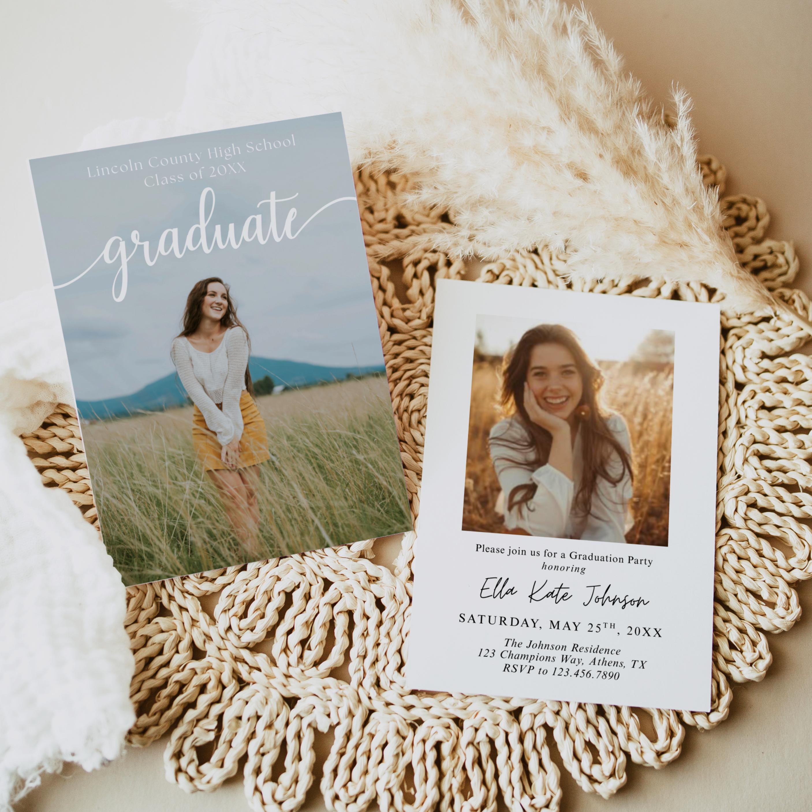 Graduation Party Invitation, Printable Photo Graduate Announcement Card ...