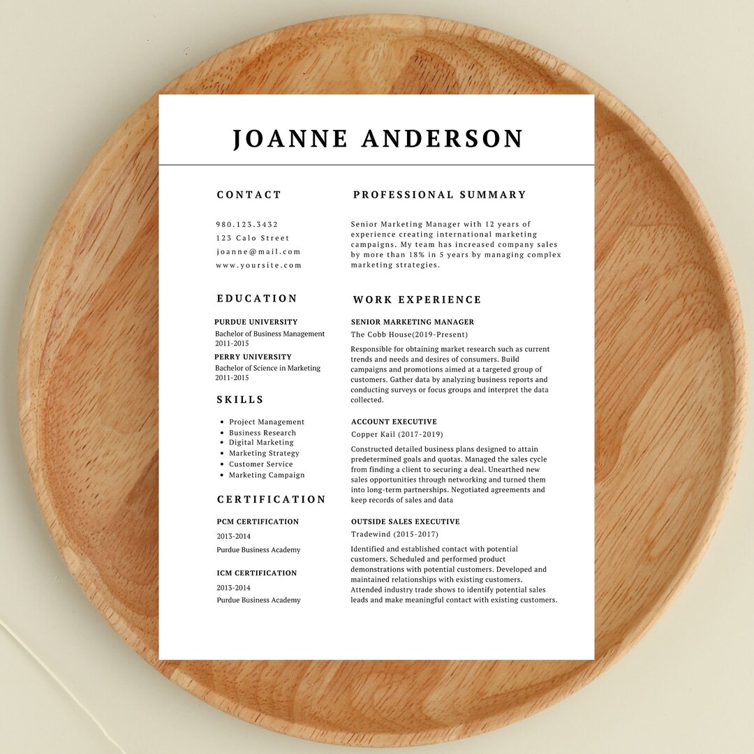 Modern Resume Template, Simple Canva Design (digital Download) - Etsy